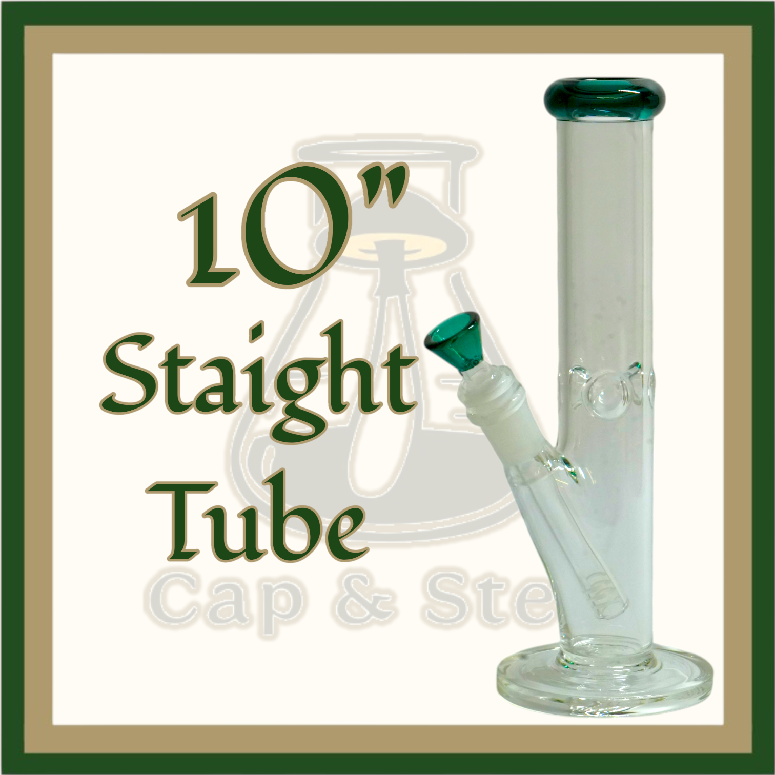 WATERPIPE - 10"Straight Tube Diffuse Downstem - Teal *Cap & Stem Provi ...