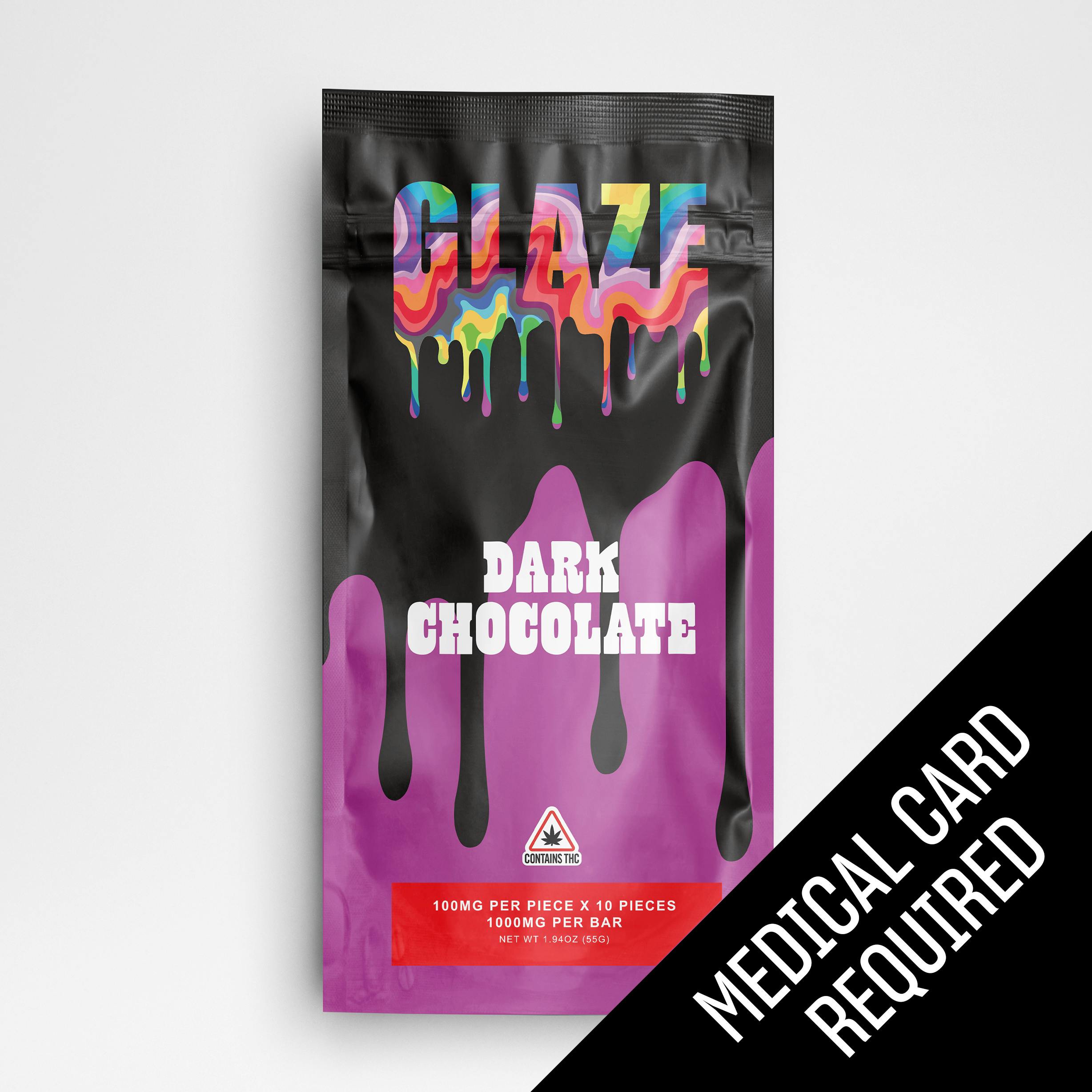 1000mg Dark Chocolate Bar THC Bar (100mg/pc) *Glaze – 24 Hour FLower, LLC